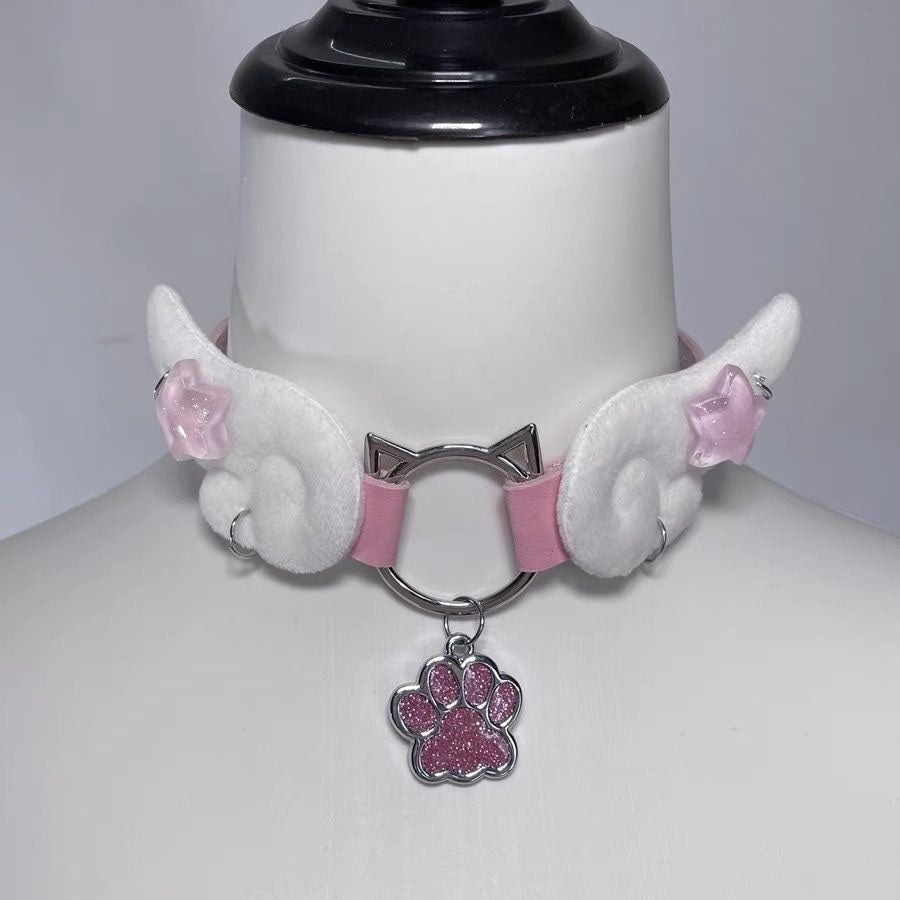 Leather Angel Devil Cat Collar | Original Design – Meow Fursuits