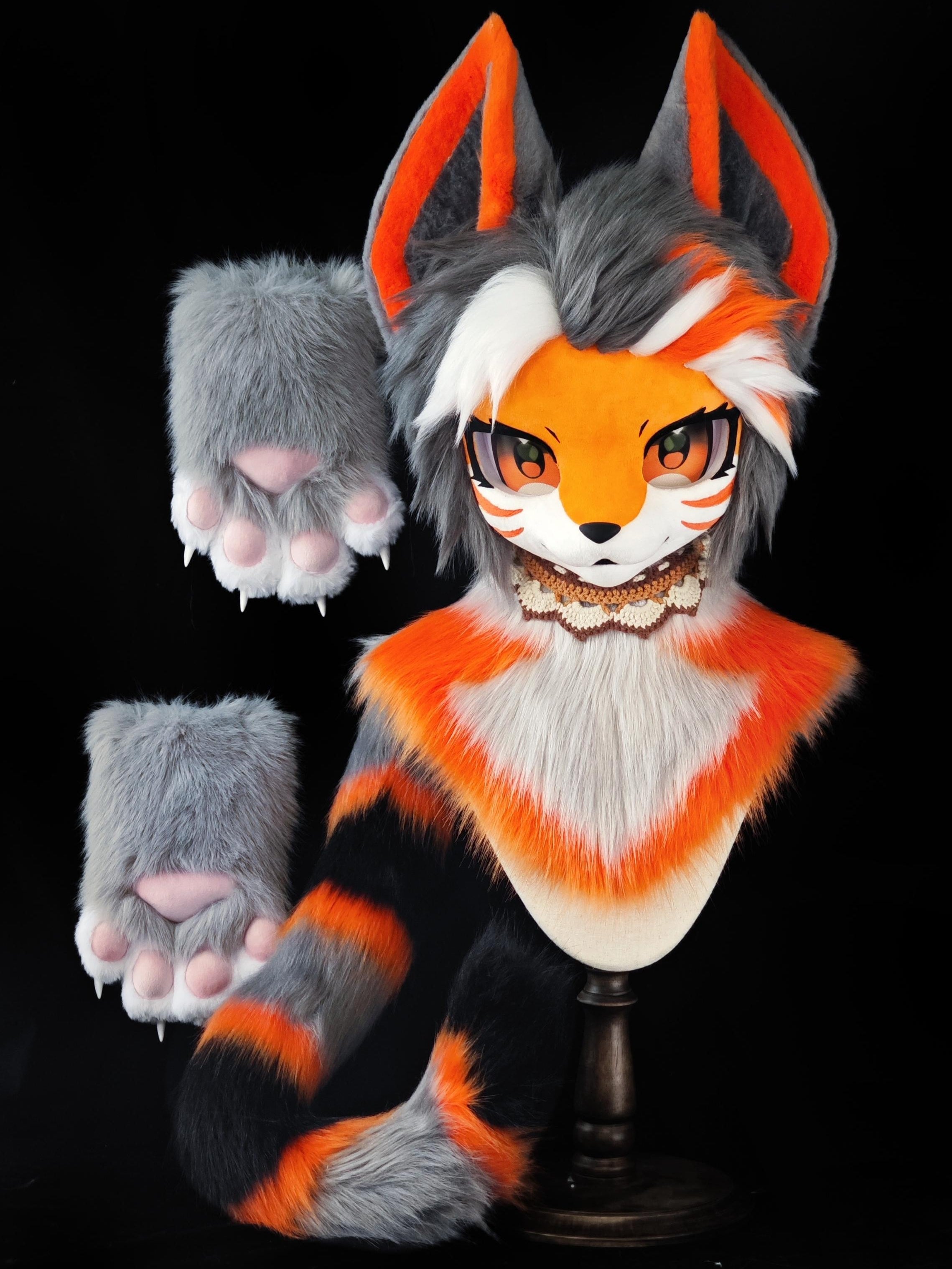 Orange Wolf Kemono Head Fursuit (Gift Handpaws+Tail) – Meow Fursuits