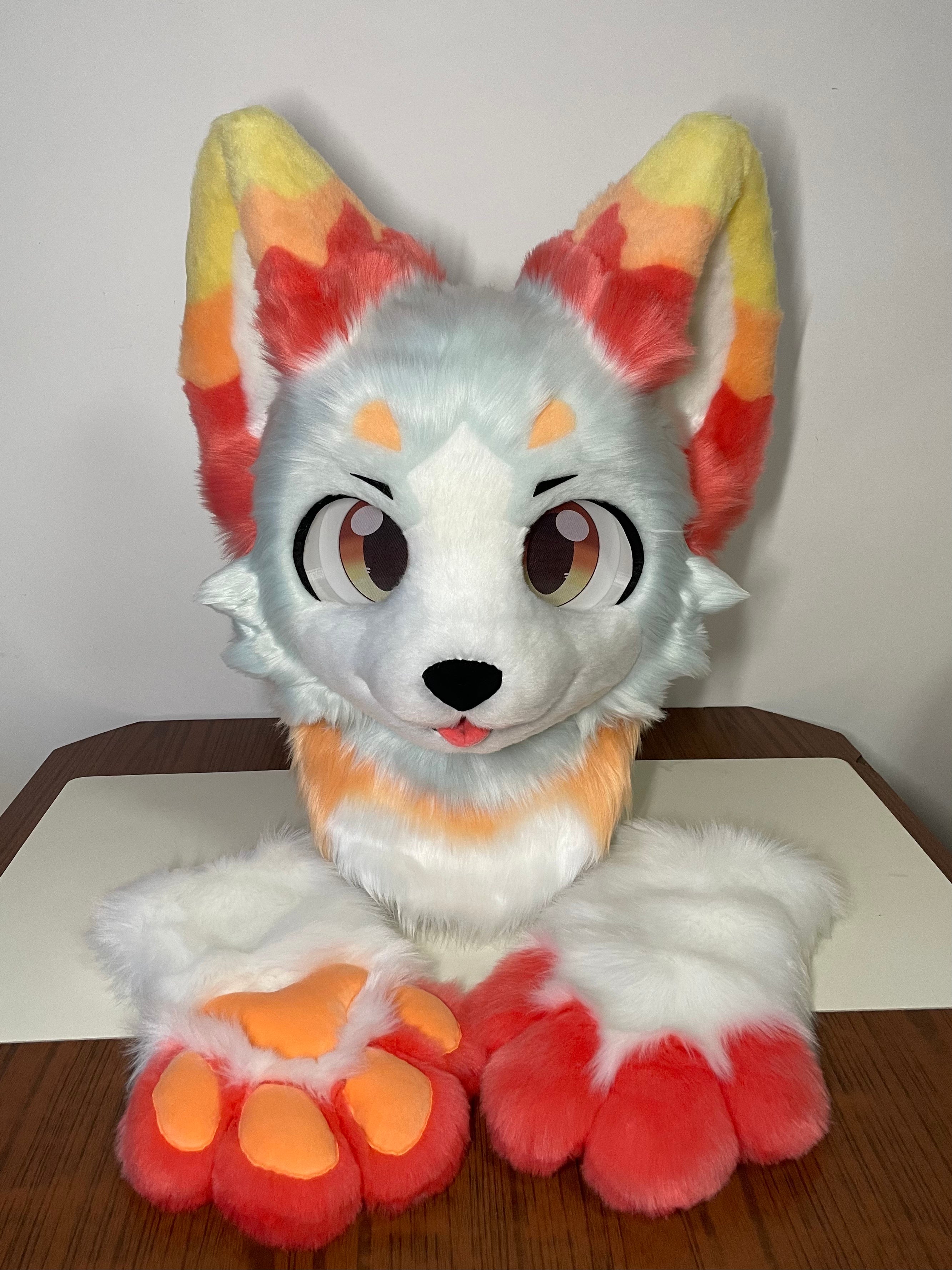 Fire Puppy Kemono Head Fursuit (Gift Handpaws) – Meow Fursuits