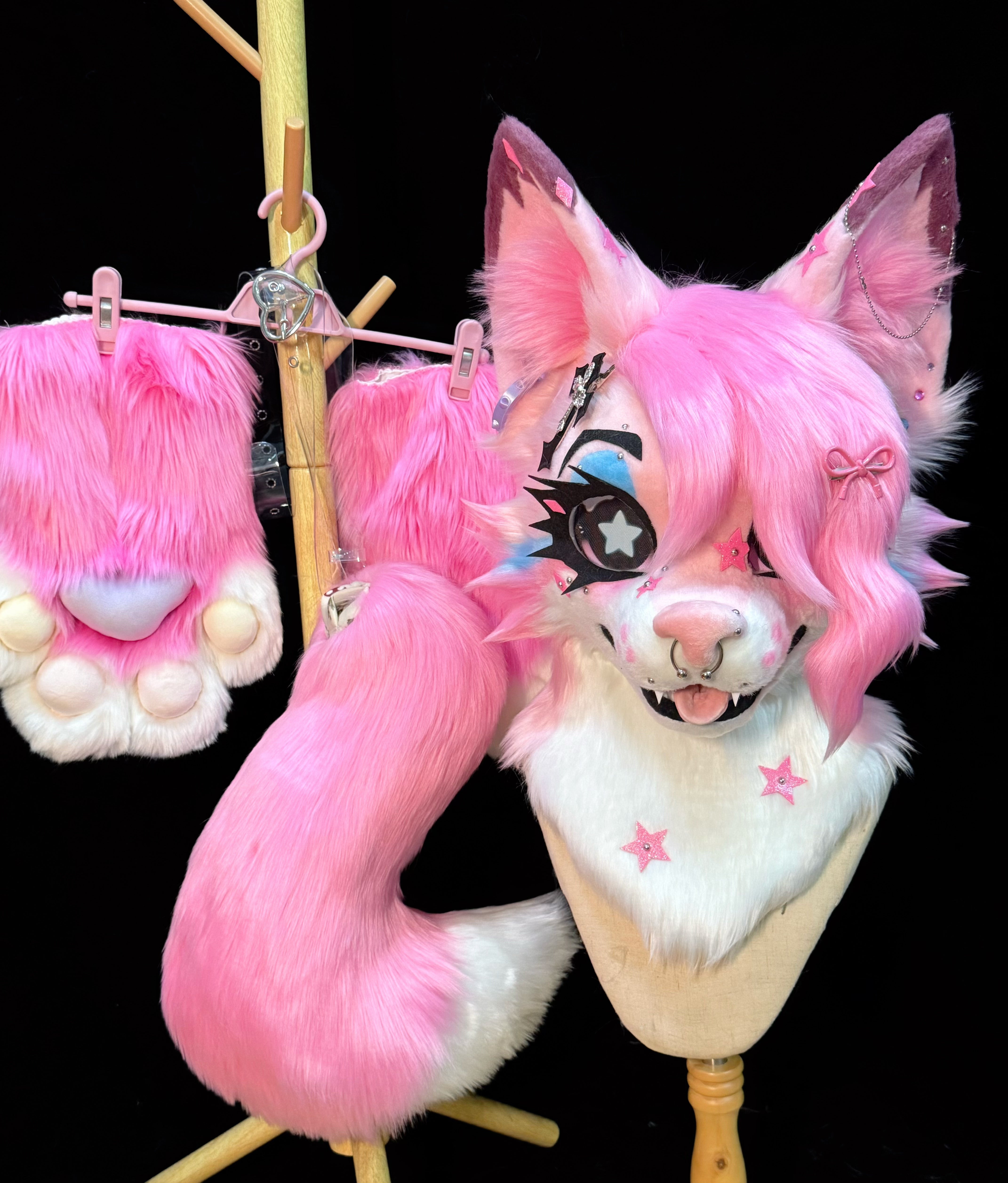Pink Star Fox Toony Head Fursuit (Gift Handpaws+Tail) – Meow Fursuits