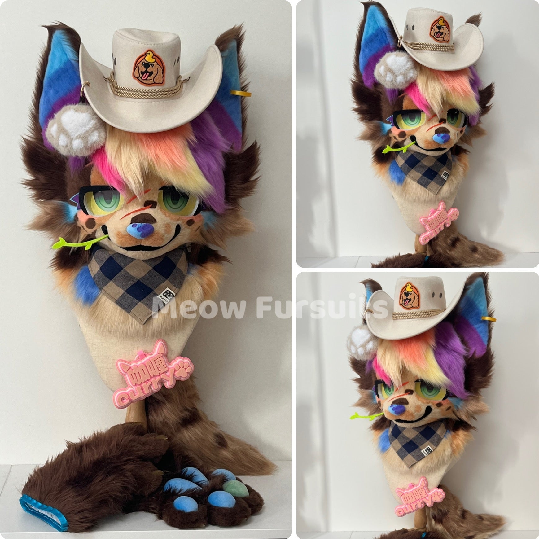 Western Cowboy Puppy Toony Head Fursuit (Gift Handpaws+Tail+Fursona De ...